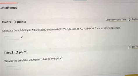 Solved Calculate The Solubility In M Of Cobalt Ii