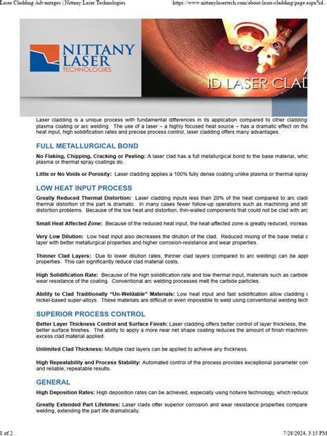 Laser Cladding Advantages Nittany Laser Technologies Pdf Welding Construction
