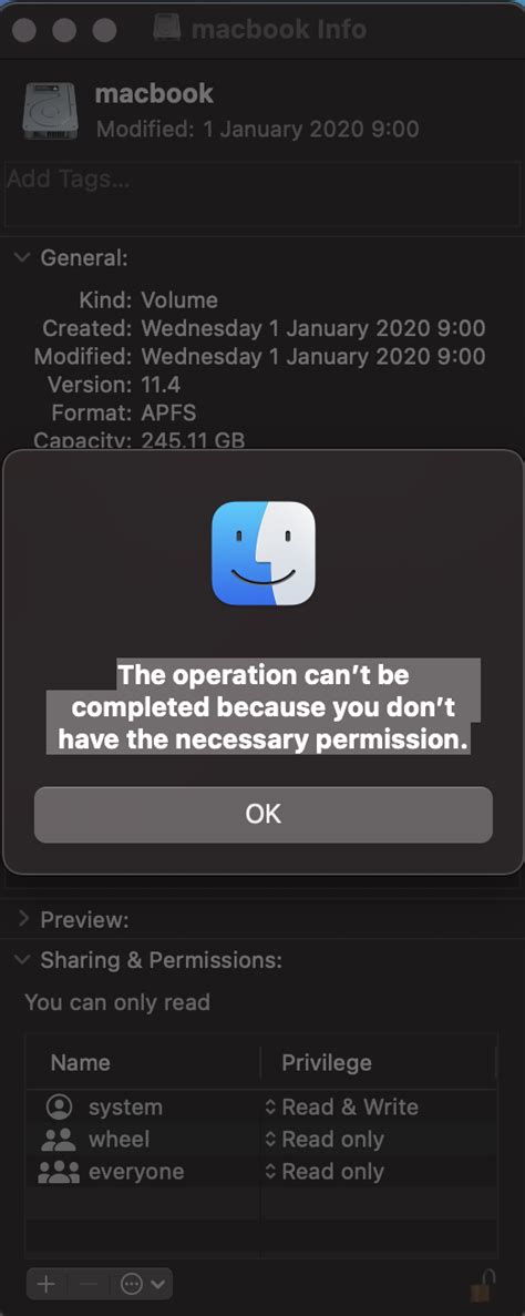 macos big sur 11 4 m1 disc permission problem macos