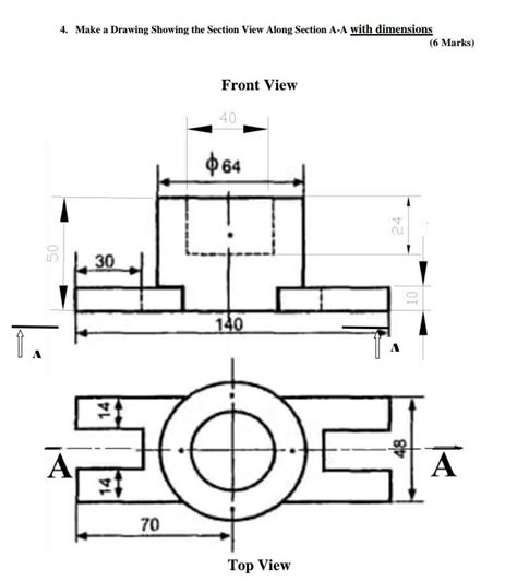 solved 4 make a drawing showing the section view along