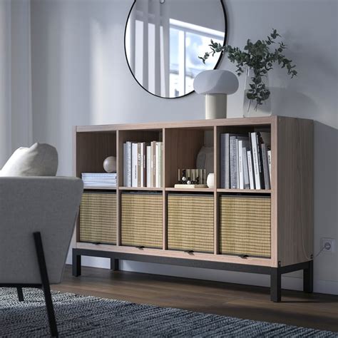 Kallax Shelving Unit With Underframe Walnut Effect Light Grey Black 147x94 Cm Ikea