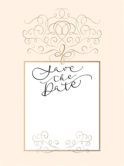 Premium Vector Save The Date Text In Frame On Beige Background Calligraphy Lettering Vector