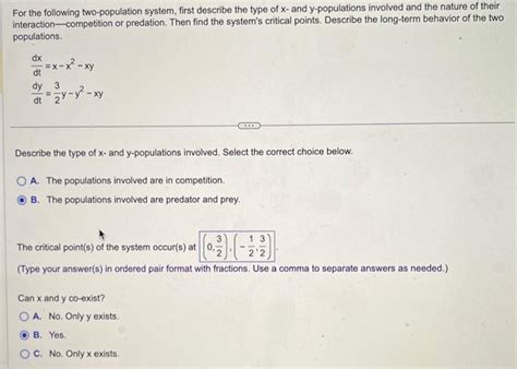 Solved For The Following Two Population System First