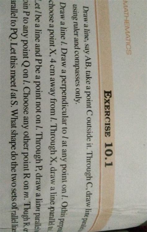 exercise 10 1draw a line say ab take a point c outside it through c