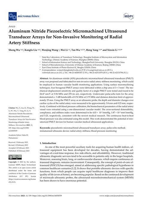 Pdf Aluminum Nitride Piezoelectric Micromachined Ultrasound Transducer Arrays For Non Invasive