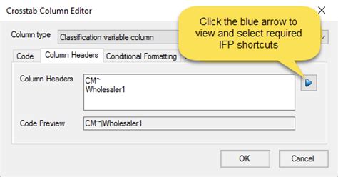 Crosstabulation Definition Column Headers IFP Help Centre