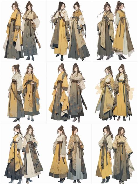 鹅黄古风长袍，武林世家大小姐设定