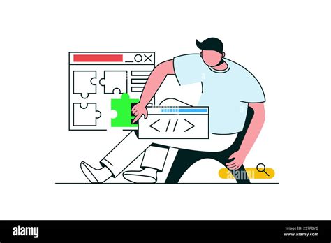 App Development Outline Web Concept With Character Scene Man Creates