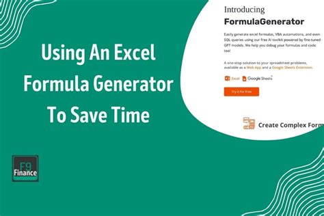 using an excel formula generator to save time