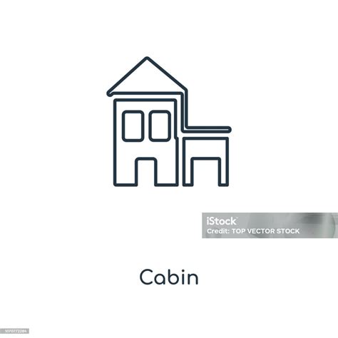 캐빈 개념 선 아이콘입니다 선형 오두막 개념 개요 기호 디자인입니다 이 간단한 요소 그림 사용할 수 있습니다 웹 및 모바일 Ui Ux가 건축에 대한 스톡 벡터 아트 및 기타