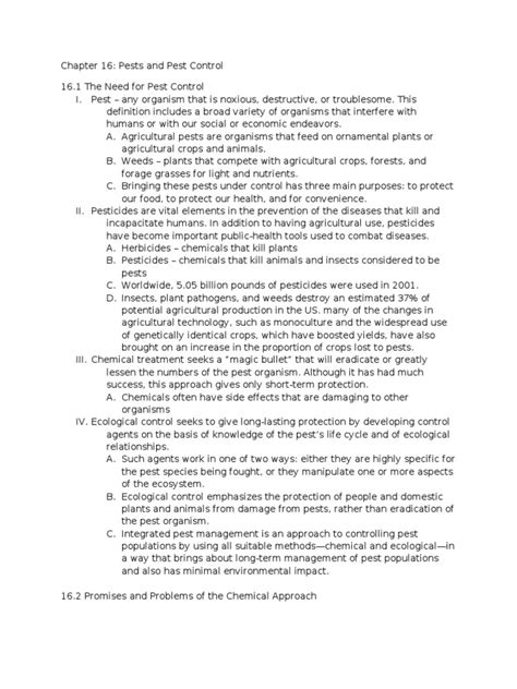 Apes Notes Chapter 16 Pests And Pest Control