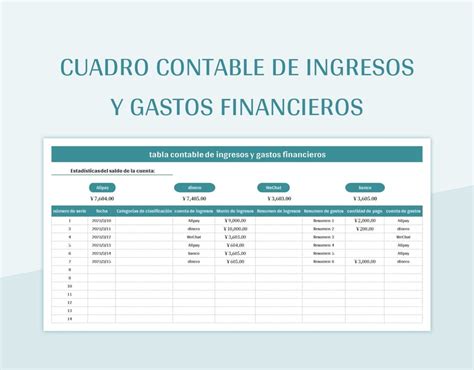 Plantilla De Excel Cuadro Contable De Ingresos Y Gastos Financieros Y