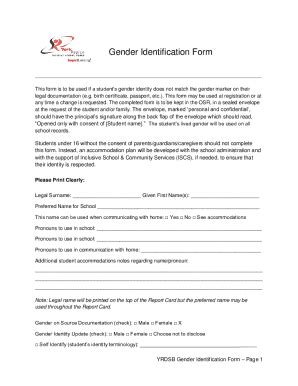 Fillable Online Gender Identification Form Fax Email Print PdfFiller