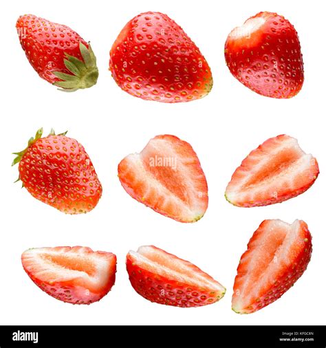Strawberry In Different Positions Isolated On White Stock Photo Alamy