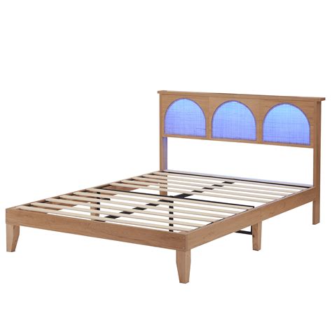 Double Bed Woven Straw Double Bed With Led Arched Straw And Rattan