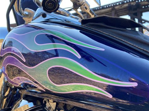 Custom Green And Purple Motorcycle Flame Decals 6pc Set East Coast