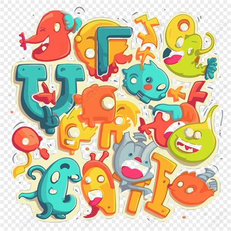 다양한 생물과 문자가 있는 기괴한 알파벳 벡터편지문자 T Png 일러스트 무료 다운로드 Lovepik