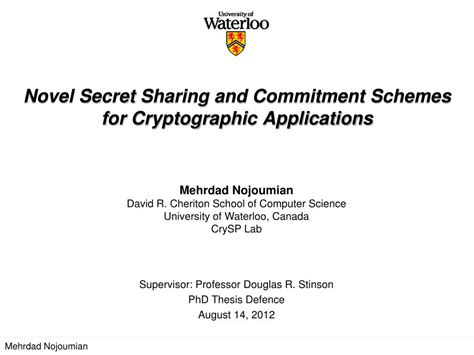 ppt novel secret sharing and commitment schemes for cryptographic