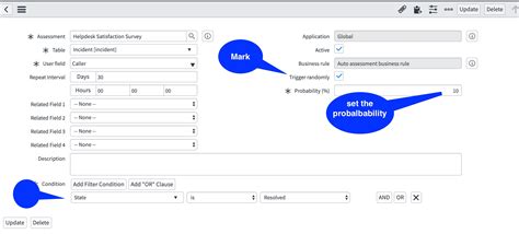 How To Set Survey Trigger Condition Servicenow Community