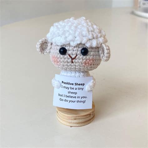 Funny Crochet Sheep Positive With Desk Decoration Supportive Sheep Toy