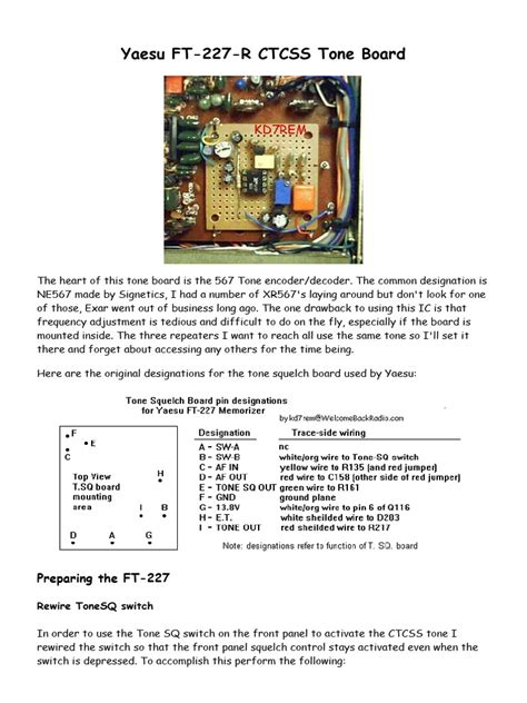 Yaesu Ft 227 R Ctcss Tone Board Modification Pdf Telecommunications