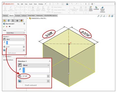 solidworks how to display dimensions as fractions