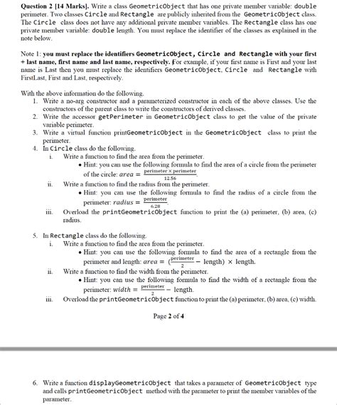 solved question 2 [14 marks write a class geometricobject