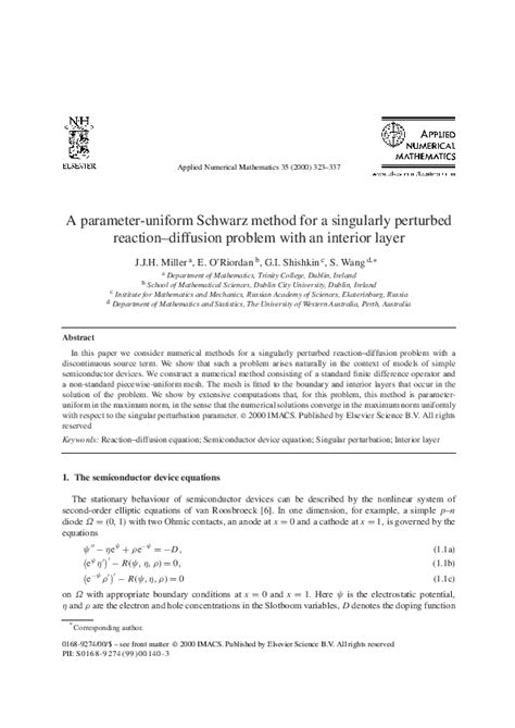 Pdf A Parameter Uniform Schwarz Method For A Singularly Perturbed Reaction Diffusion Problem