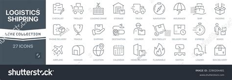 Logistics Shipping Linear Signed Icon Collection Stock Vector Royalty Free 2290204481