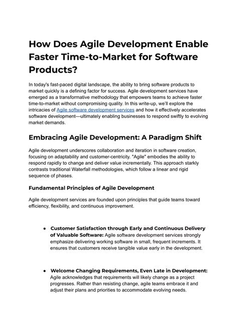 Ppt How Does Agile Development Enable Faster Time To Market For