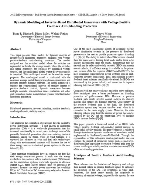 22 Anti Islanding Pdf Power Inverter Distributed Generation