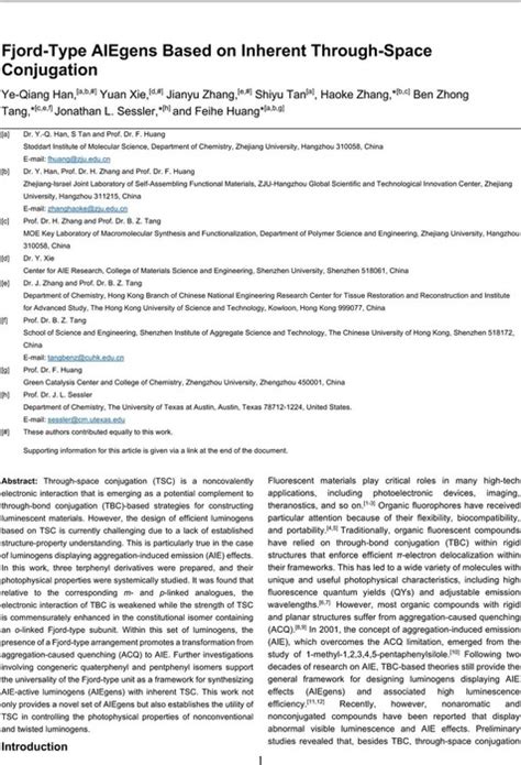 Fjord Type Aiegens Based On Inherent Through Space Conjugation Organic Chemistry Chemrxiv