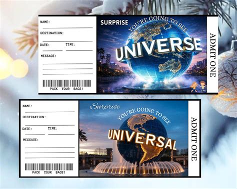 Universal Studios Trip Ticket Theme Park Surprise Vacation Reveal