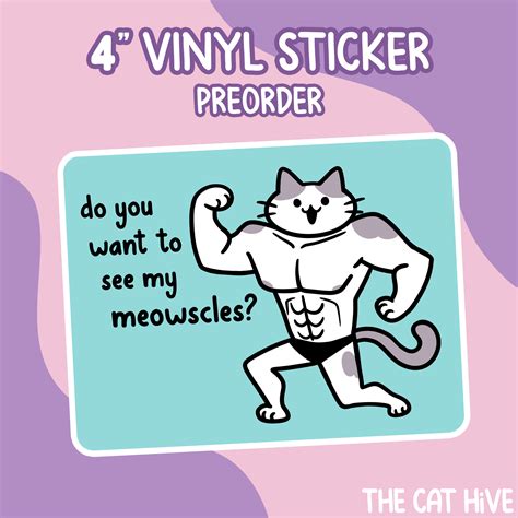 Meowscles Vinyl Sticker The Cat Hive