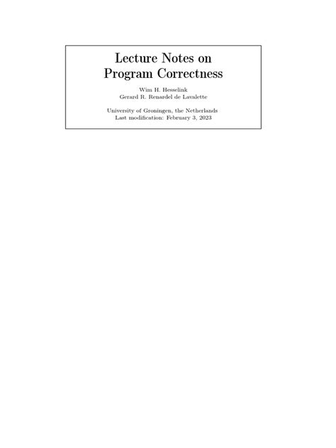Program Correctness Reader 4 Pdf