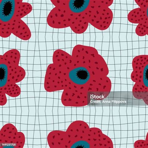 이국적인 라플레시아는 트리피 그리드 배경에 매끄러운 패턴을 꽃피운다 티 종이 섬유 및 직물을 위한 완벽한 인쇄 장식과 디자인을 위한 복고풍 스타일의 벡터 그림 보르네오 섬에