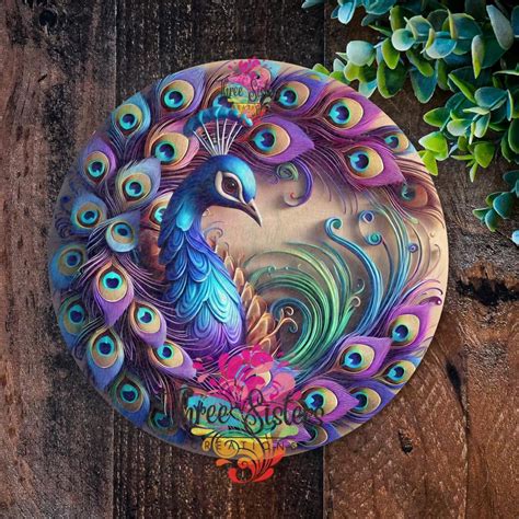 Peacock Sign Metal Peacock Peacock Wreath Sign Faux Stained Glass