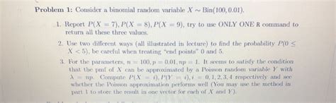 solved problem 1 consider a binomial random variable x