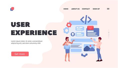 Premium Vector User Experience Landing Page Template Ui Ux Designer Characters Working On