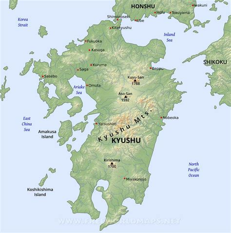 Kyushu Physical Map