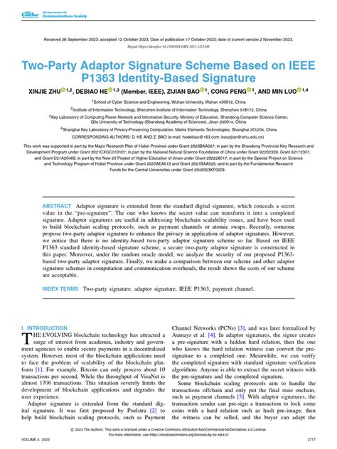Two Party Adaptor Signature Scheme Based On Ieee P1363 Identity Based