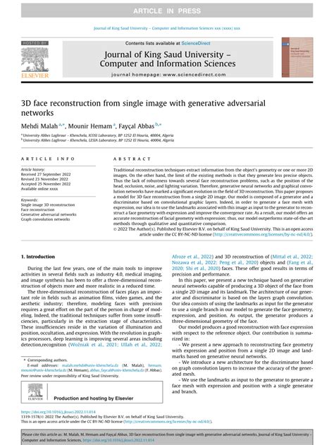 Pdf 3d Face Reconstruction From Single Image With Generative