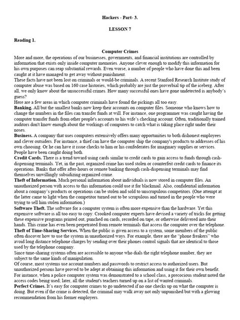 Unit Three Lesson 7 Pdf Security Hacker Security