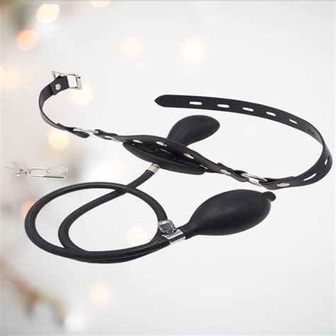 Bdsm Black Studded Inflatable Ball Gag House Of Chastity