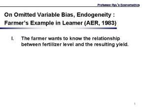 Econometrics Lecture ML Estimation Diagnostic Tests