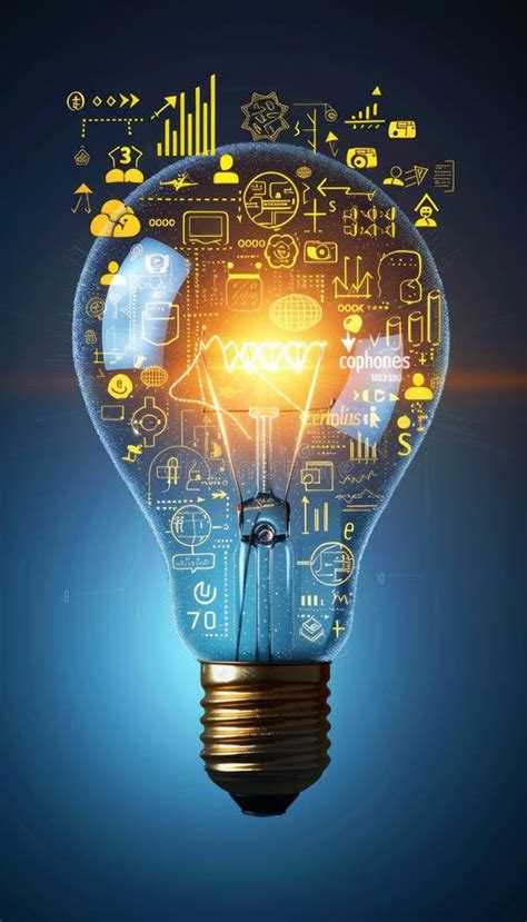 Innovative Technology And Data Visualization Concept With An Illuminated Light Bulb Representing