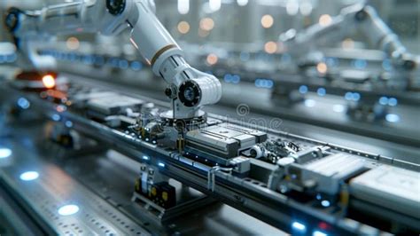 Automated Robotic Assembly Line Precision And Efficiency In Modern Manufacturing Stock Image