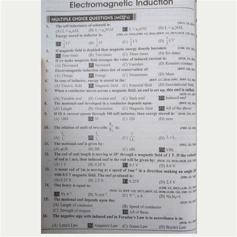 SOLUTION: Electromagnetic induction mcqs with answers - Studypool