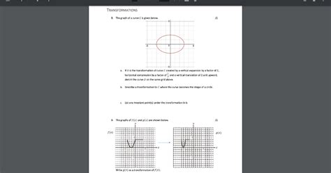 Solved TRANSFORMATIONS The Graph Of A Curve C Is Given Chegg Com