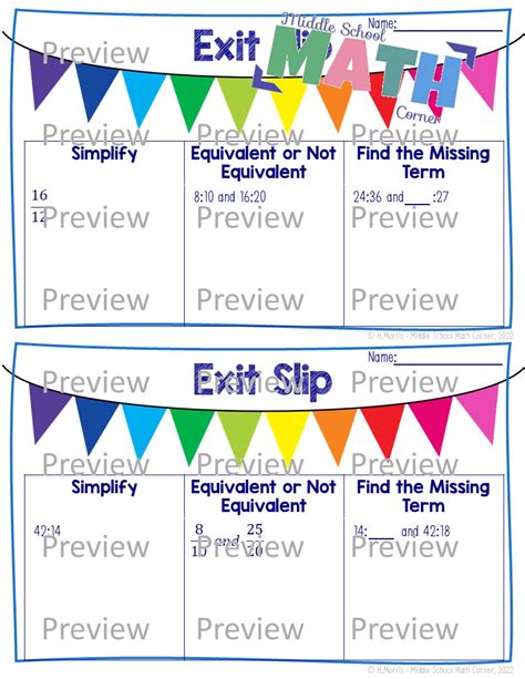 Equivalent Ratios Notes Practice Worksheet Exit Slip Classful